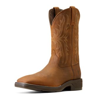 Ariat Mens Ridgeback Western Boots in Oily Distressed Tan, D Medium Width, Size 44.5, by Ariat