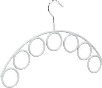 Relaxdays 5 x Schalhalter, gummiert, rutschfest, je 7 Ringe für Schals & Tücher, Schalbügel HxB 24,5 x 38 cm, Ø 5 cm, hellgrau