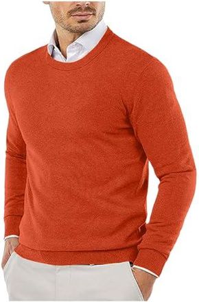 Generic Pull Tricot&eacute; Homme Col Rond Et Manches Longues Basic, Sweater en Maille Fine Thermique Pullover Vintage Pull-Over Confortable T-Shirt Streetwear Sweat