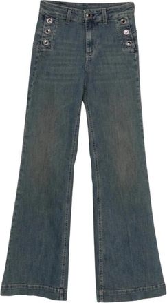 Liu Jo Jean flare avec boutons bijou - Femme - Jeans - Bleu - Taille: W26
