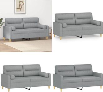 vidaXL 2-Sitzer-Sofa mit Zierkissen Hellgrau 140 cm Stoff - 2-Sitzer-Sofa - Wohnlandschaft - Grau Sofa - Couchtisch - Gemütliches Sofa - Home & Living