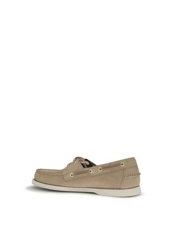 Sebago Mens Loafers Portland Nubuck Beige-Camel Calf Leather Lace-Up Shoes Beige/camel Flat