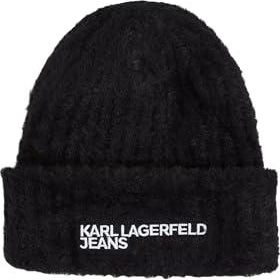 Karl Lagerfeld Karl Lagerfeld Jeans, Femme, Bonnet &Agrave; Logo Fourrure, Noir, One size