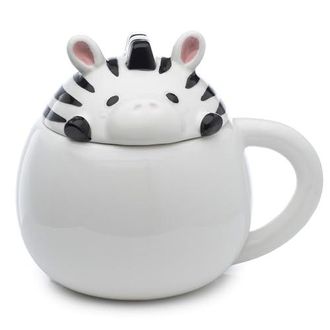Puckator Adoramals Zebra piepsender Tier-Deckel Tasse aus Dolomit-Keramik