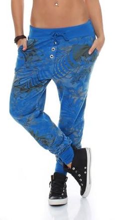 Malito more than fashion Malito Boyfriend Pantalon Baggy Harem Aladin Yoga Twist 83728 Femme Taille Unique (Bleu)
