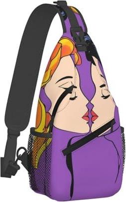 Generic Antivol Sacoche Port&eacute; &eacute;paule Amour lesbien, fiert&eacute; LGBT, art Sling Sac &agrave; Bandouli&egrave;re L&eacute;ger Sac &agrave; Dos Militaire pour Camping Voyage &eacute;cole