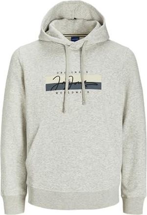 Jack & Jones Hood Jorfrederiksberg Box Script Sweat &agrave; Capuche, Blanc-Gris, S Homme