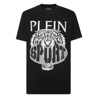 Plein Sport Homme, Tops, Noir, Taille: 2XL T-Shirt Col Rond Tiger