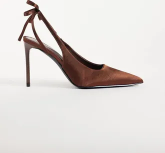 Simmi London Simmi London escarpins slingback &agrave; talons avec noeud en satin marron
