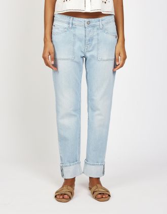 Gang Boyfriend-Jeans GANG 94NICA WORKER, Damen, Gr. 33, N-Gr, bright sky blau, Denim/Jeans, Obermaterial: 98% Baumwolle, 2% Elasthan, regular fit kn&ouml;chelfr