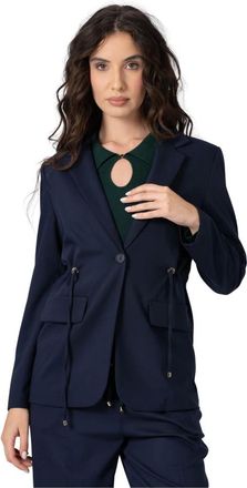 Kocca Femme, Vestes, Bleu, Taille: 38 FR Veste Coupe D&eacute;contract&eacute;e &agrave; Cordon de Serrage &agrave; la Taille