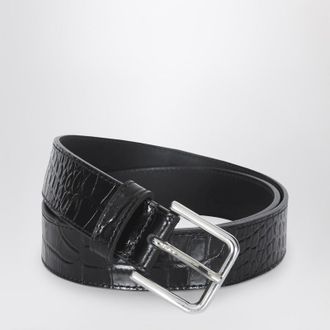 Frankie Shop Toni Croc belt in black patent leather with silver-tone hardware