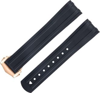 Generic 20 mm gebogenes Ende aus FKM-Fluorkautschuk f&uuml;r Armband f&uuml;r Seamaster 300 Diving Ersatz-Uhrenarmb&auml;nder mit Faltschlie&szlig;e aus Edelstahl