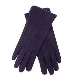 Eem Fashion EEM gants pour femmes 100% v&eacute;g&eacute;taliens, mat&eacute;riau en jersey &eacute;lastique, fonction tactile, doublure confortable en polaire teddy, bleu marine onesize
