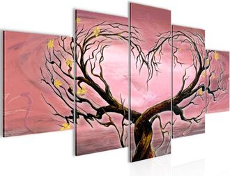 Runa Art Wandbilder Herz Baum 5 Teilig Bild auf Vlies Leinwand Deko Wohnzimmer Schlafzimmer Holz Grau Rosa 002352b
