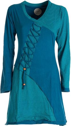 vishes Alternative Bekleidung - Asymmetrisches Langarm Damen Baumwoll-Keid Shirt-Kleid t&uuml;rkis 42-44