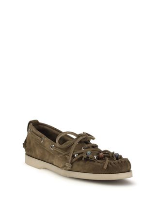 Golden Goose Womens Boat Loafers Kaki