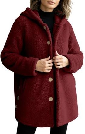 Generic Vestes pelucheuses pour femme - Manteaux &agrave; capuche d&eacute;contract&eacute;s boutonn&eacute;s tendance et chauds pour lhiver - V&ecirc;tements dext&eacute;rieur surdimensionn&eacute;s pour v