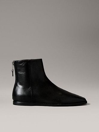 Calvin Klein Kniehohe Ankle Boots Aus Nappaleder Mit Quadratischem Zehenbereich Und Rei&szlig;verschluss - Pvh Black - Damen - EU 36