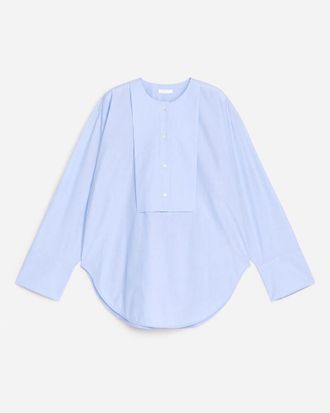 Arket Bluse Mit Latzeinsatz Aus Baumwolle -Blau