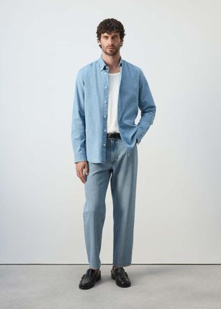 Mango Chemise en jean regular-fit bleu clair - Homme - XXL - MANGO MAN