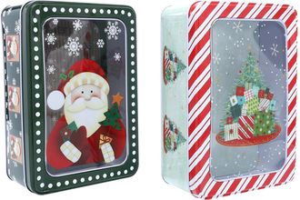 Cabilock 2stücke Keksdose Weihnachten Keksdose Metall: Rechteckig Weihnachtsdose Plätzchendose Gebäckdose Groß Plätzchendose Weihnachten Zum Frischhalten Und A