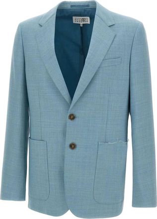 Maison Margiela Homme, Vestes, Bleu, Taille: M Blazer &agrave; Deux Boutons