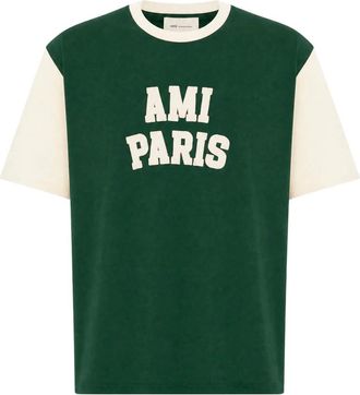 Ami T-shirt &agrave; logo - Homme - Tops - Vert - Taille: XL