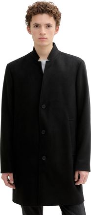 Tom Tailor Herren 3-Knopf Wollmantel mit Stehkragen,29999 - Black, L
