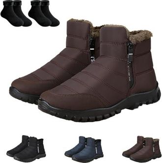 Generic Bottes de neige imperm&eacute;ables pour homme - Bottines thermiques l&eacute;g&egrave;res avec doublure en fourrure pour la randonn&eacute;e et le quotidien, marron, 42 2/3 EU