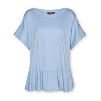 Elena Miro T-Shirt mit R&uuml;sche am Saum - - Blouses & Shirts - Damen - Blau - S/M