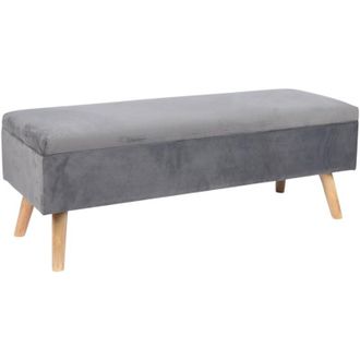Relaxdays Banc Relaxdays en velours, avec rangement, H x L x P : 40 x 110 x 40 cm, pieds en bois, banc rembourré, gris foncé