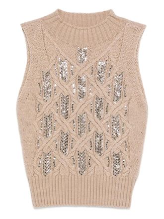 Ermanno Scervino débardeur à ornements strassés - Tons neutres