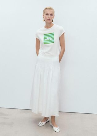 Mango Bedrucktes Baumwoll-T-Shirt pastellgrün - Damen - XXS - MANGO