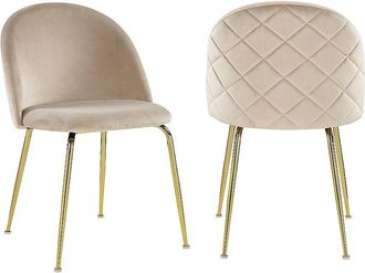 Vente-Unique Stuhl 2er-Set - Samt & Goldfarbenes Metall - Beige - Melbourne