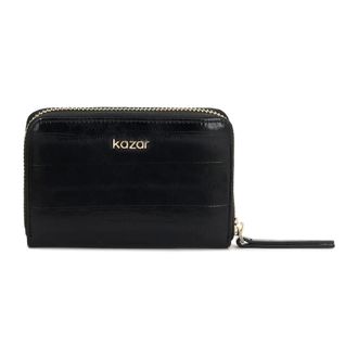 Kazar Femme, Accessoires, Noir, Taille: ONE Size Portefeuille zipp&eacute; compact &agrave; logo dor&eacute;