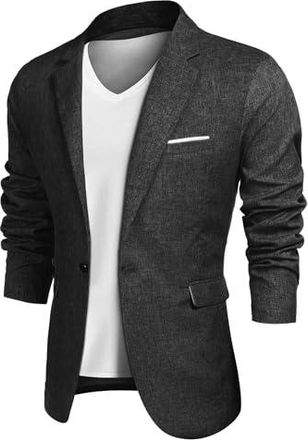 Coofandy Veste de Costume pour Homme Coupe Slim Blazer Sportif Veste Homme Mariage daffaires 1 Bouton Noir S