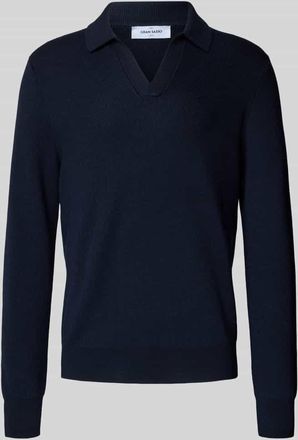 Gran Sasso Strickpullover aus Schurwolle mit Umlegekragen und V-Ausschnitt