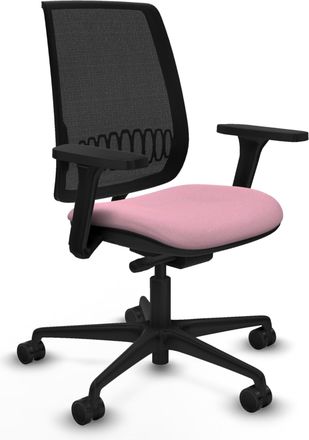 Piqueras y Crespo B&uuml;rostuhl mit 3D-Armen, h&ouml;henverstellbare Lendenwirbelst&uuml;tze, ausgestattet mit Syncro/Traslack und eingespritztem Schaumstoff, Schwarz/Rosa