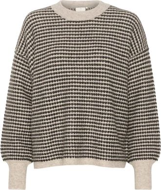 Kaffe Femme, Pulls, Gris, Taille: 44 FR Gris Plume/ Noir Pull en Tricot