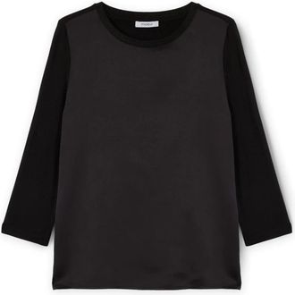 Motivi Basic T-Shirt aus Dual-Material - - Tops - Damen - Schwarzk - XS