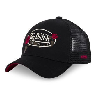 Von Dutch Kappe f&uuml;r Damen & Herren, verstellbar, Trucker-Kappe, Rosa, schwarz / rot, One size