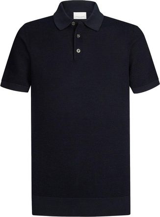 Profuomo Unifarbenes Strick-Poloshirt in Reiskornstruktur in