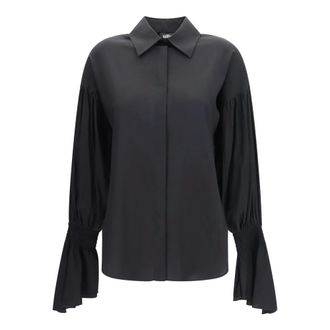 adidas by Stella McCartney Chemise en m&eacute;lange de soie &agrave; manches cloche - Femme - Sport - Noir - Taille: 42 FR