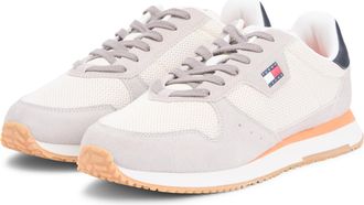 Tommy Jeans Sneaker TOMMY JEANS TJM EVA RUNNER LEATHER, Herren, Gr. 41, beige, Textil, Veloursleder, kontrastfarbene Details, Schuhe Sneaker, Freizeitschuh, Halbs