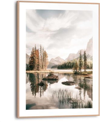 Reinders Gerahmtes Bild, Bergsee, Wohnzimmer, Bilder, Wanddeko, Room Decor, MDF, Beige, 40 x 30cm