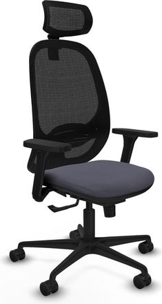 Piqueras y Crespo B&uuml;rostuhl, verstellbare R&uuml;ckenlehne, mit 3D-Armlehnen, h&ouml;henverstellbare Lendenwirbelst&uuml;tze und Kopfteil, h&ouml;henverstellbar und neigbar, Schwarz/Dunkel