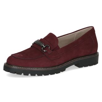 Caprice Caprice Damen Slipper aus Leder mit Zierschnalle, Rot (Bordeaux Nub), 41 EU