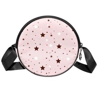 Generic Sac &agrave; bandouli&egrave;re rond pour femme, motif &eacute;toiles scintillantes, sac &agrave; dos avec fermeture &eacute;clair, bretelles r&eacute;glables, sac &agrave; main rond d&eacute;contract&eacute; pour