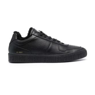 Philipp Plein Schwarze Leder Lo-Top Sneakers - - Shoes - Herren - Schwarzk - 46 EU